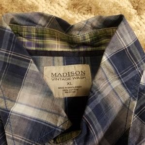 Madison | Shirts | Mens Blue Plaid Madison Shirt | Poshmark